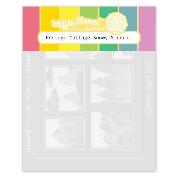 Postage Collage Snowy Stencil – Butterfly Reflections, Ink.