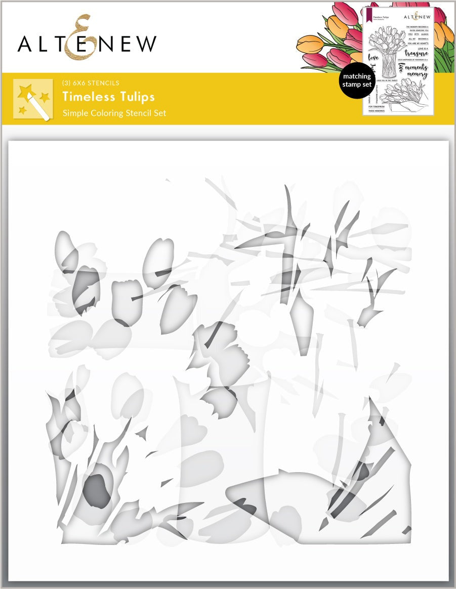 Timeless Tulips Simple Coloring Stencil Set – Butterfly Reflections, Ink.
